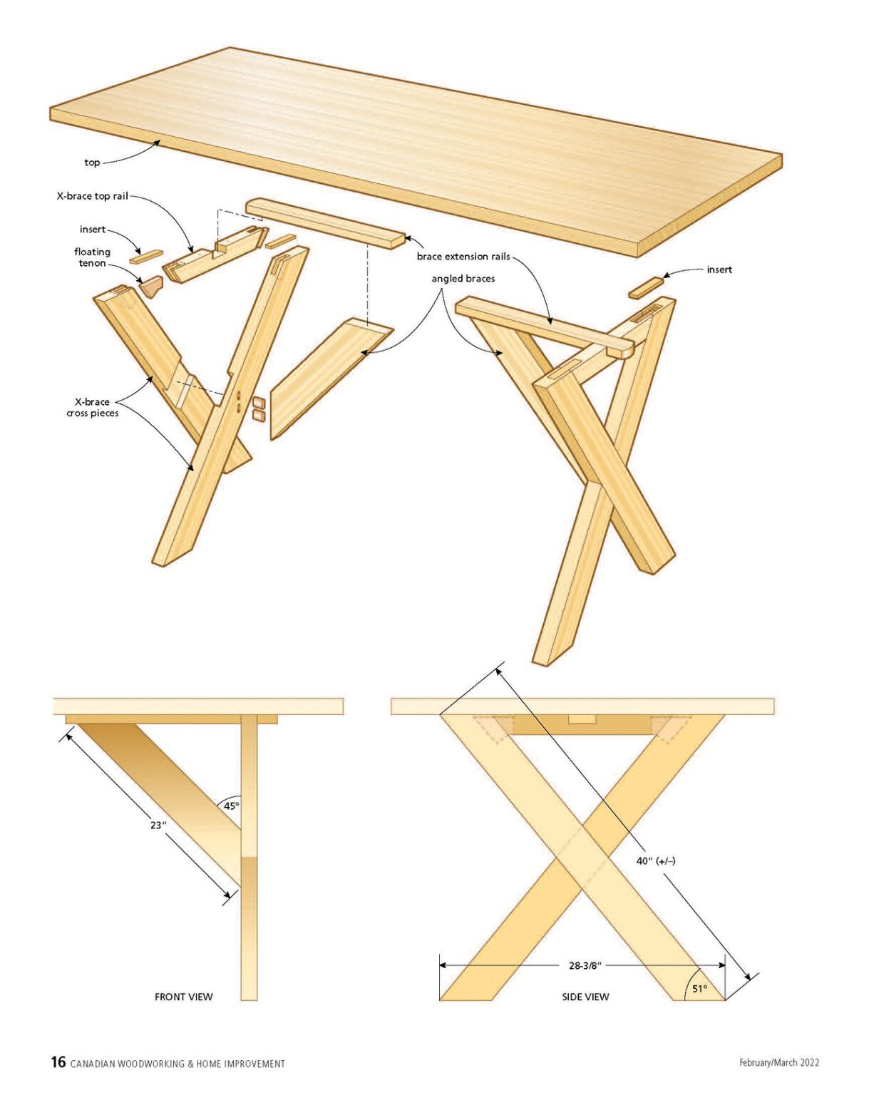 Build an X-base dining table - Canadian Woodworking
